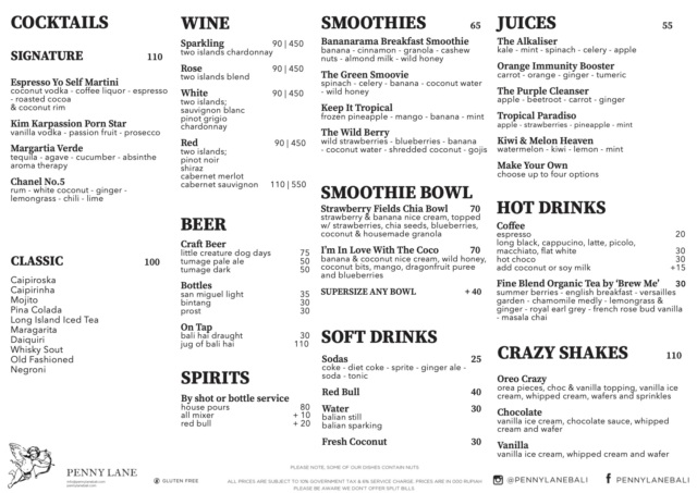 Penny Lane Bali Restaurant – Canggu 12:00-21:00 西式 OK – NeverneverLand ...